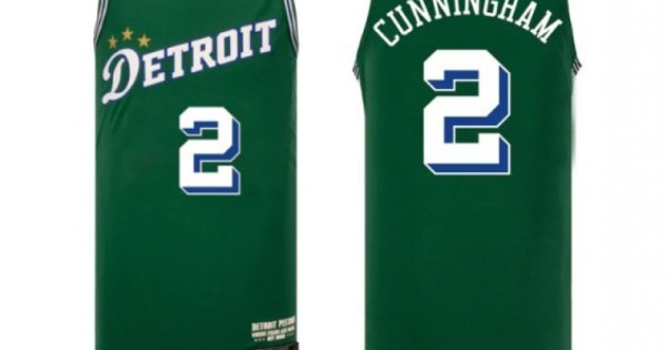 Men's Detroit Pistons #2 Cade Cunningham Green 2022-23 City Edition ...