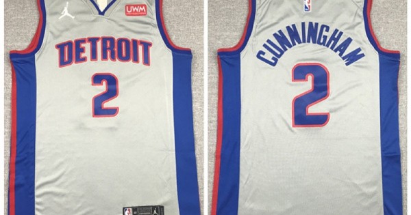 Men's Detroit Pistons #2 Cade Cunningham White Stitched Basketball ...