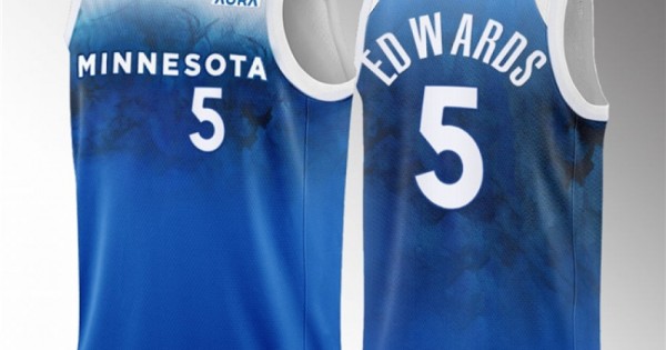 Men's Minnesota Timberwolves #5 Anthony Edwards Blue 2023/24 City ...